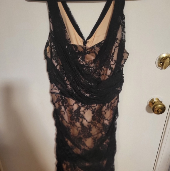Express | Dresses | Express Black Lace Dress With Nude Underlay From ...